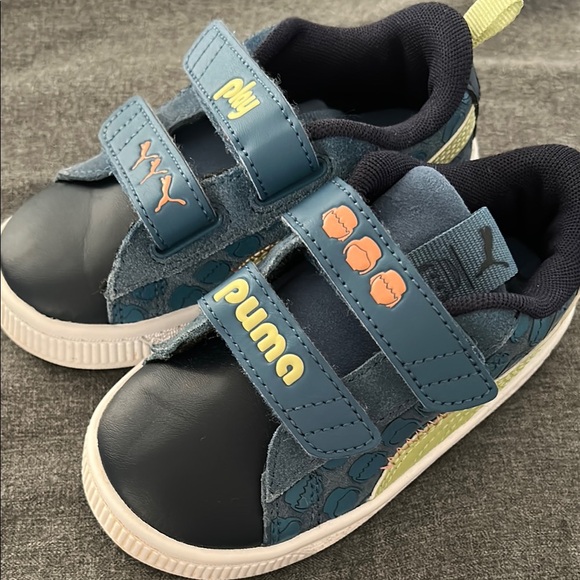 Puma | Shoes | Puma Blue And Green Velcro Sneakers With Rubber Sole ...
